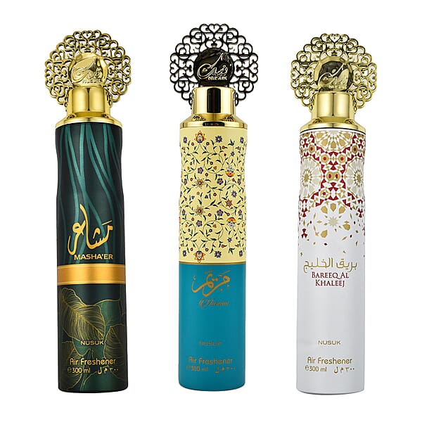Set of 3 - Nusuk Dubai Air Freshener Mariam, Masha’er and Bareeq Al Khaleej (300ml) - 221243818 ...