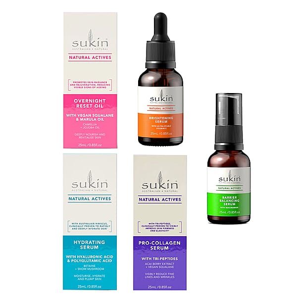 Sukin Natural Actives Holiday Glow Serum Gift Set – 5-Piece Skincare ...