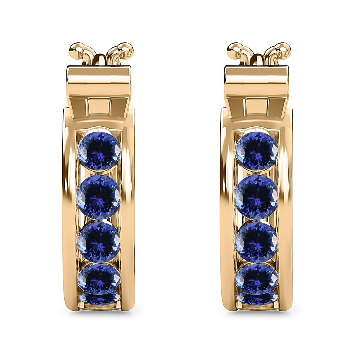 1 Carat Tanzanite Hoop Earrings in Gold Plated Sterling Silver 3129019 TJC
