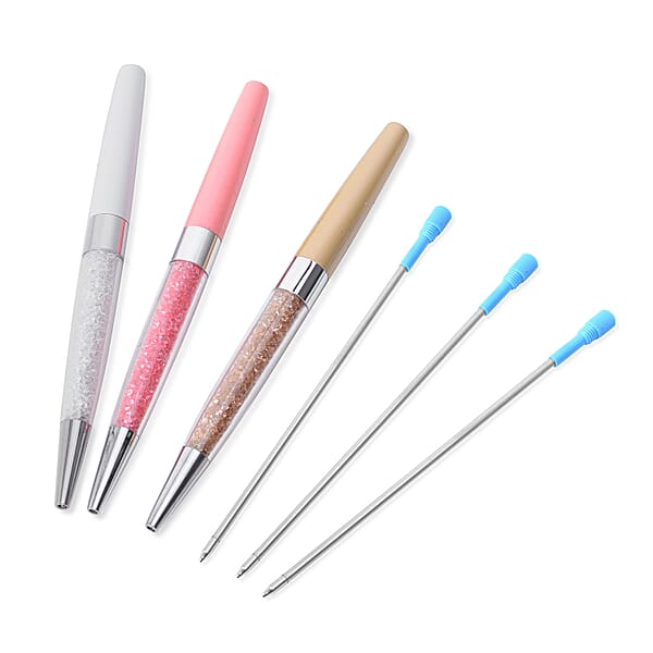 Set Of 3 Crystal Filled Ballpoint Pens With 3 Refills - 3279263 - TJC