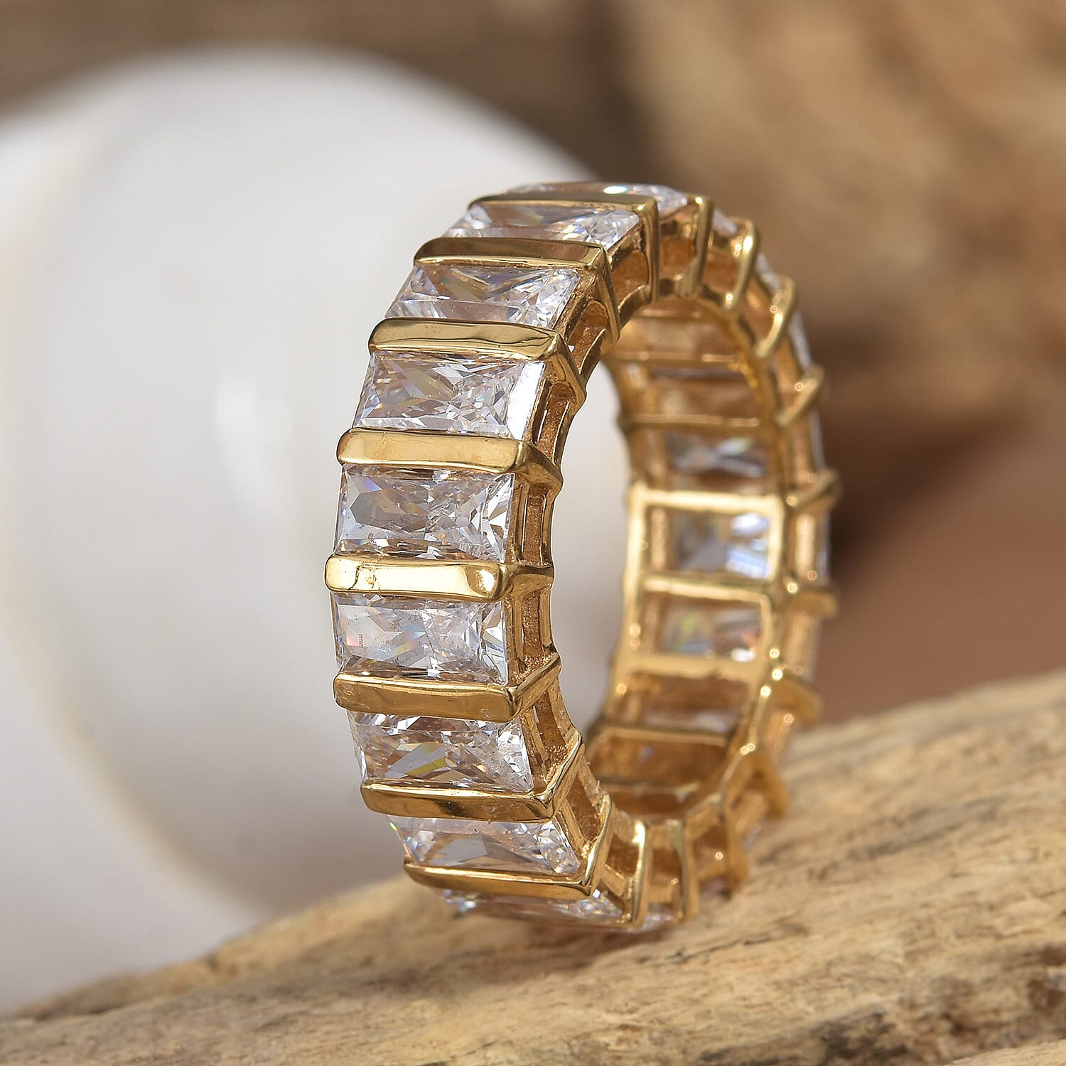 Lustro Stella Made with Finest CZ Full Eternity Band Ring in Gold ...