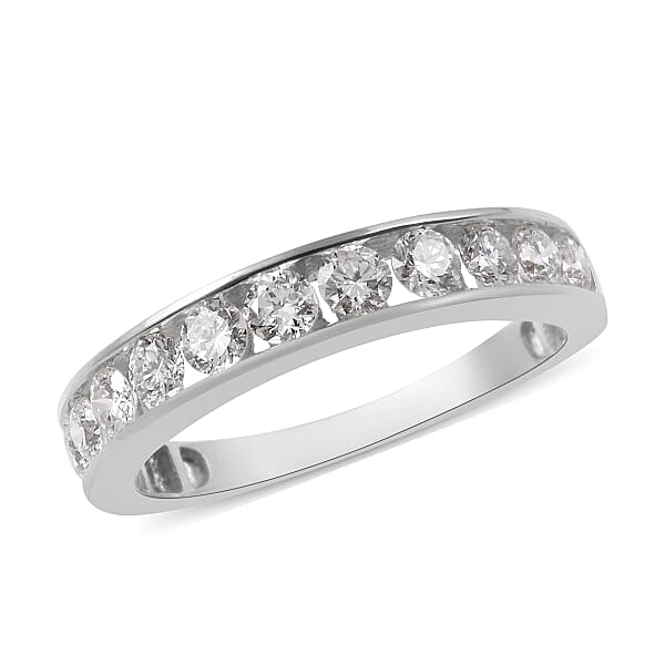 ILIANA 1 Carat Diamond Half Eternity Band Ring in 18K White Gold IGI ...