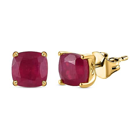 3 Ct. African Ruby Solitaire Stud Earrings (Push Back) in Sterling ...