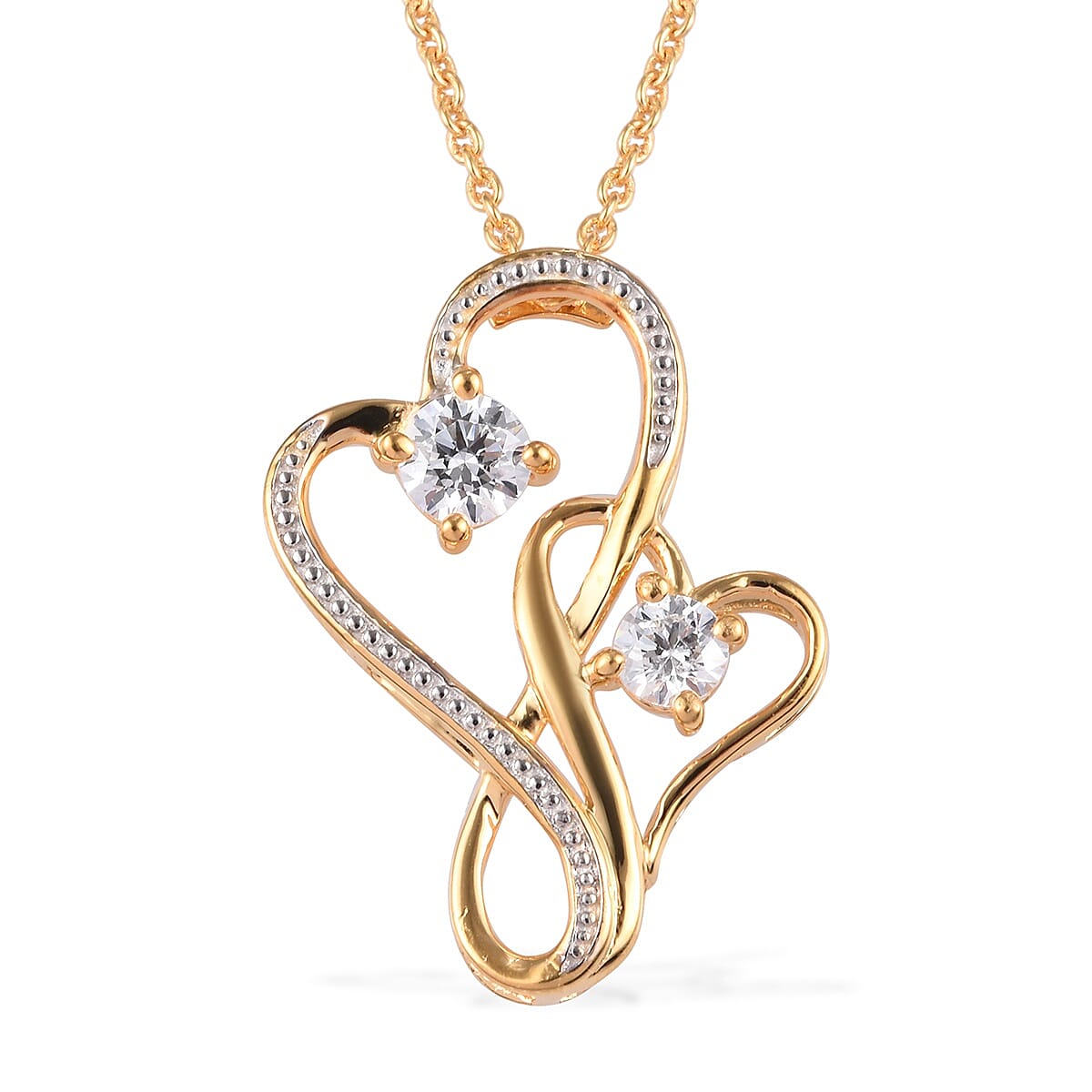 Lustro Stella Made with Finest CZ Heart Pendant with Chain in Gold ...