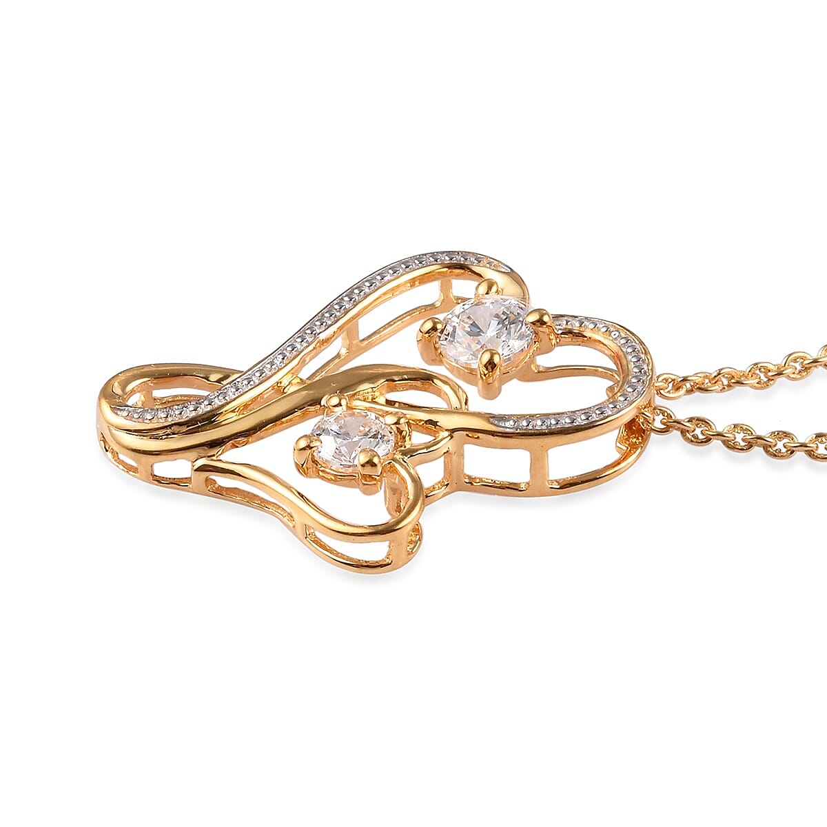 Lustro Stella Made with Finest CZ Heart Pendant with Chain in Gold ...