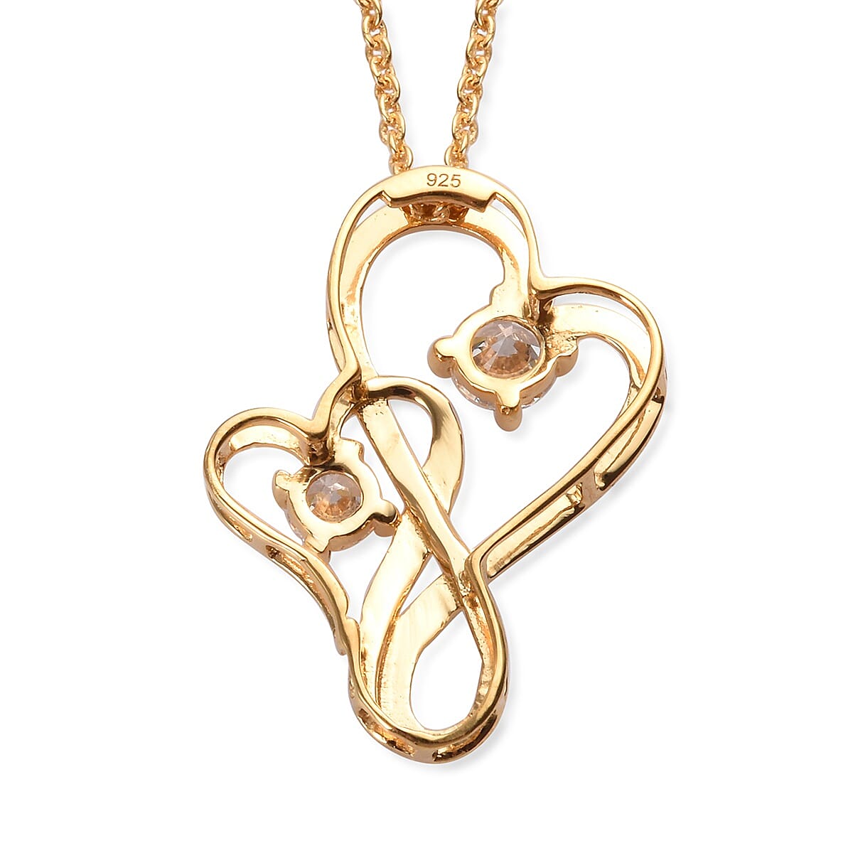 Lustro Stella Made with Finest CZ Heart Pendant with Chain in Gold ...