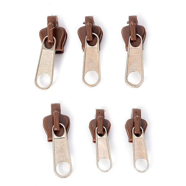18 Piece Set - Slider Zipper Heads (In 3 Different Sizes) - Brown and ...