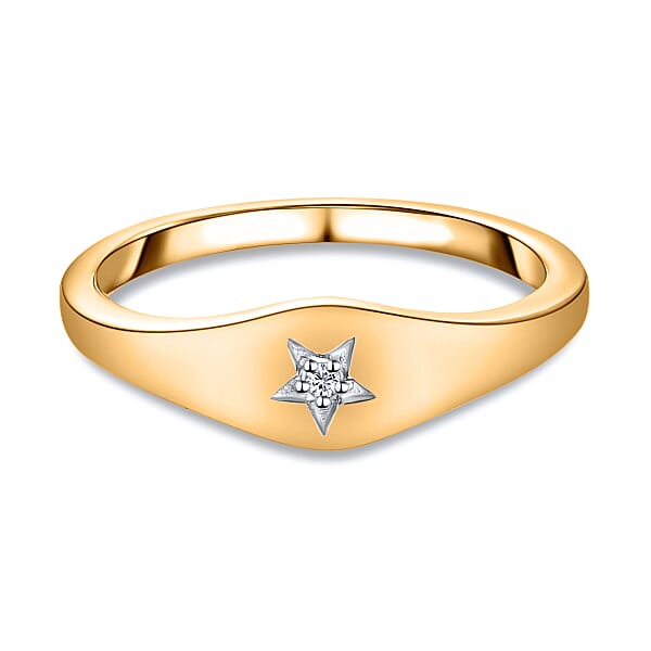 Diamond Star Band Ring in Gold Plated Silver - 3415355 - TJC