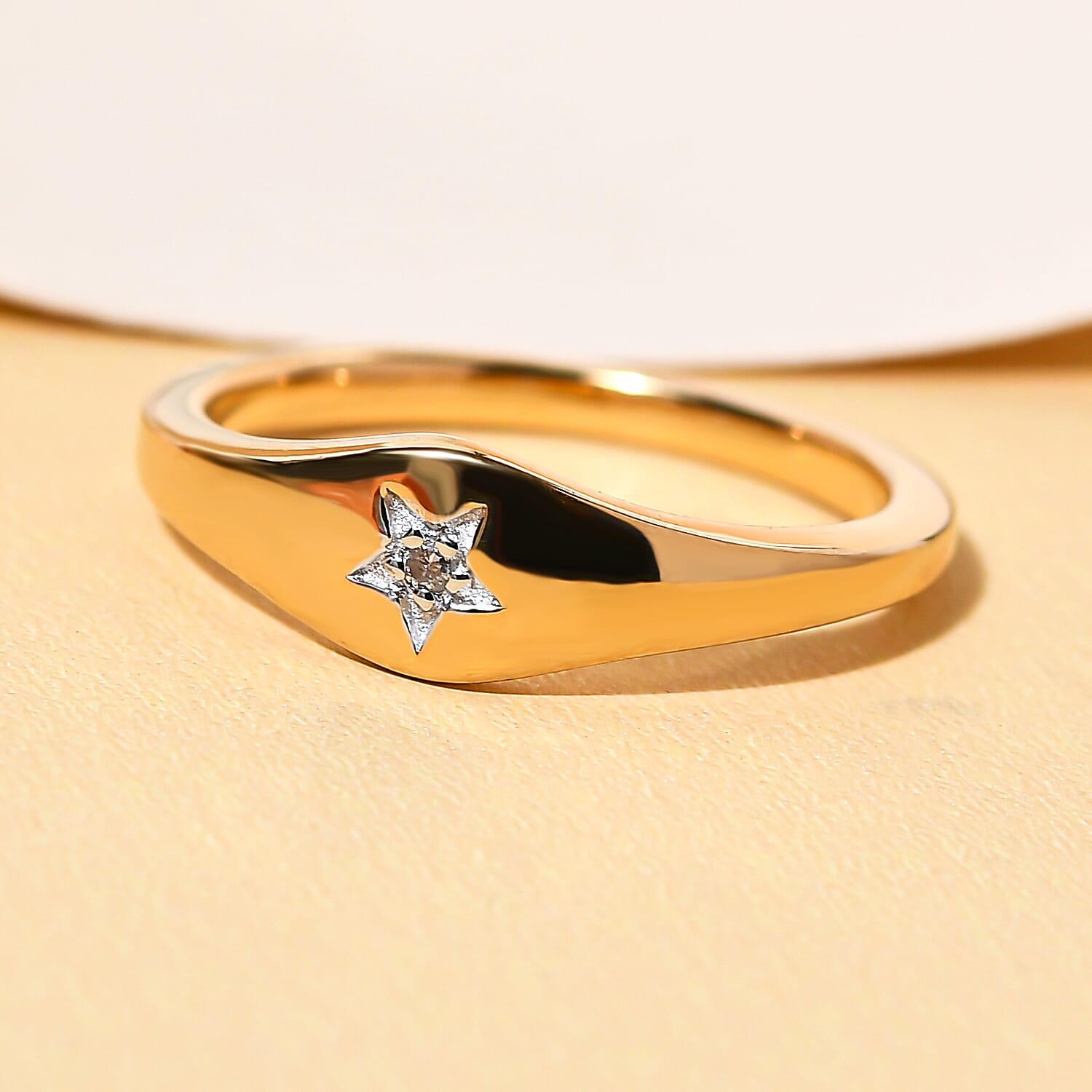 Diamond Star Band Ring in Gold Plated Silver - 3415355 - TJC