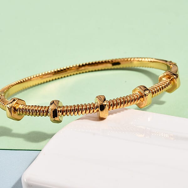 Bolt and Nut Theme Bangle in Gold Plated Silver 31.12 Grams 7.5 Inch ...