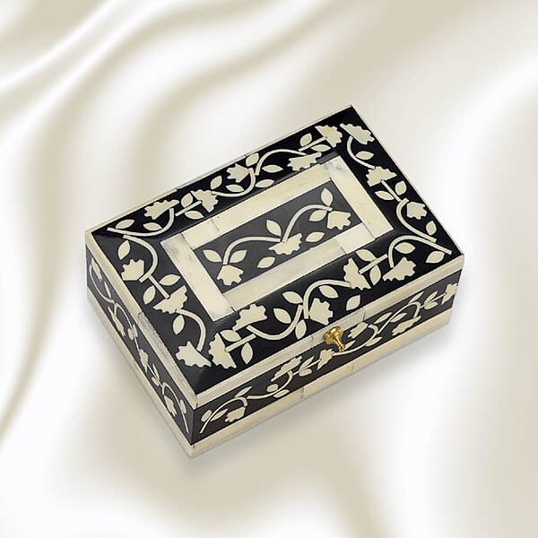 Handmade Bone Inlay Storage Box Size 15x10x6 Cm in Black and White ...
