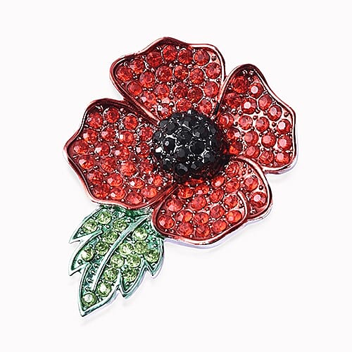 TJC Red and Black Flower Magnetic Brooch