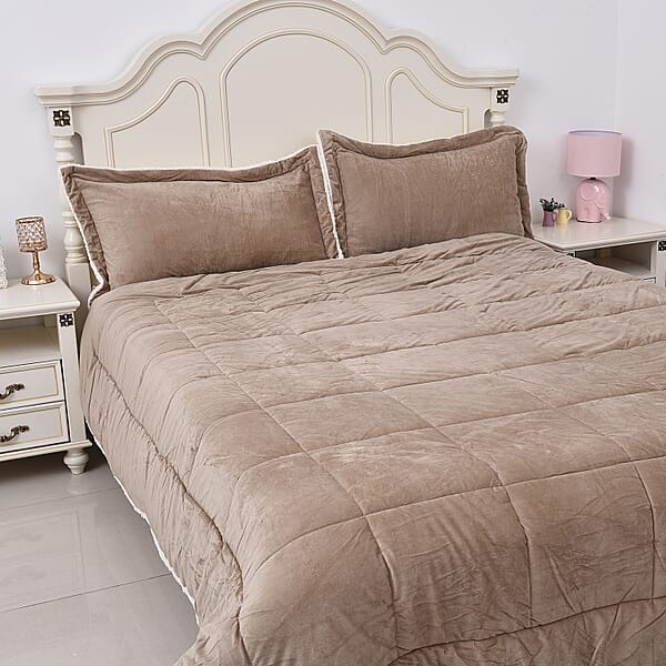 Soft and Warm Sherpa Duvet Set with Microflannel Fitted Sheet (DOUBLE ...