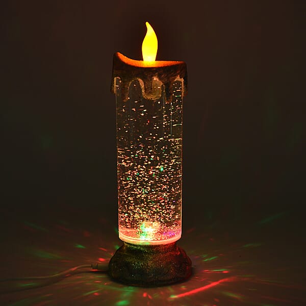 Moving Sprinkle Pattern LED Glitter Flameless Candle with USB and In ...