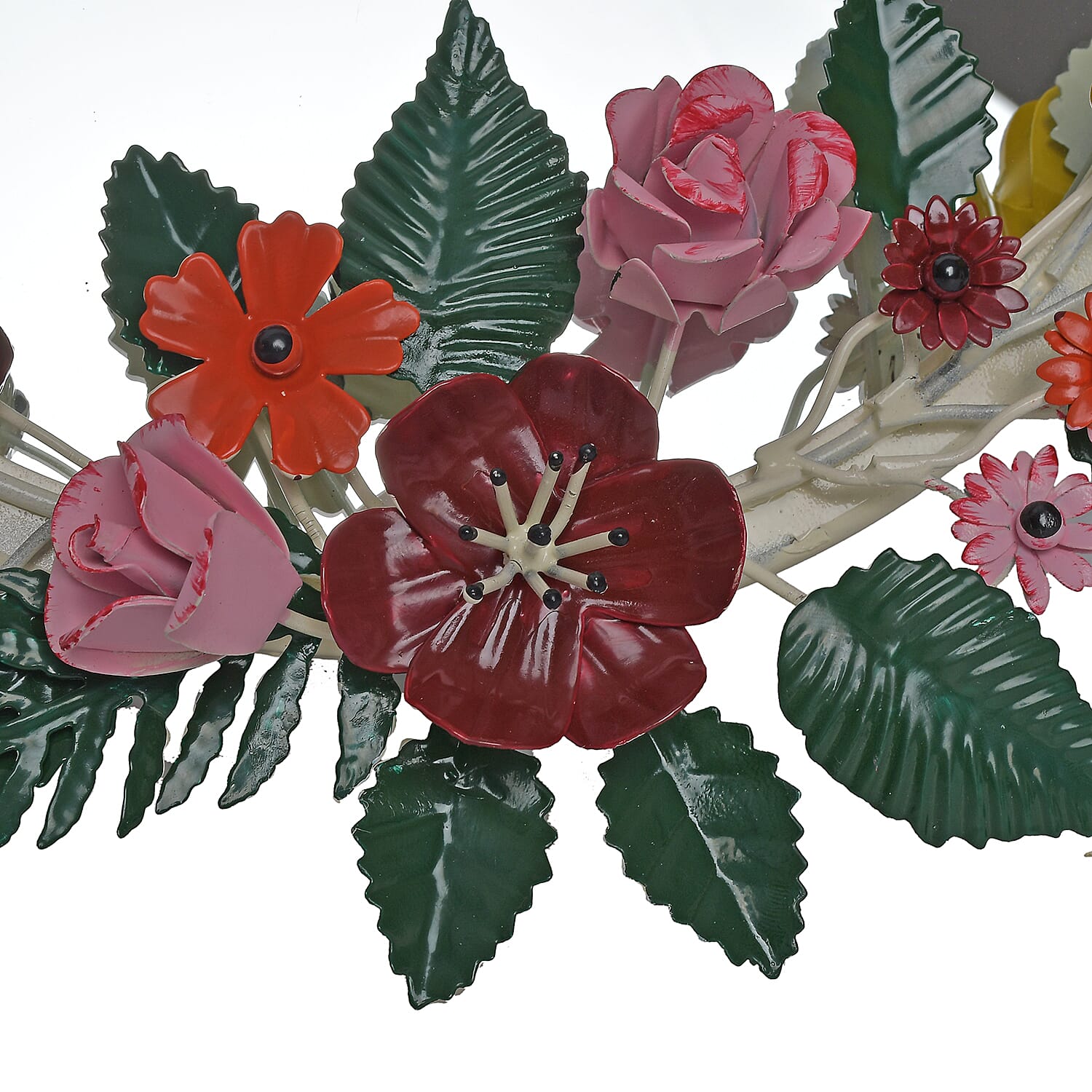 Home Decor Handmade and Painted Floral Wall Mirror Rose - 3467324 - TJC