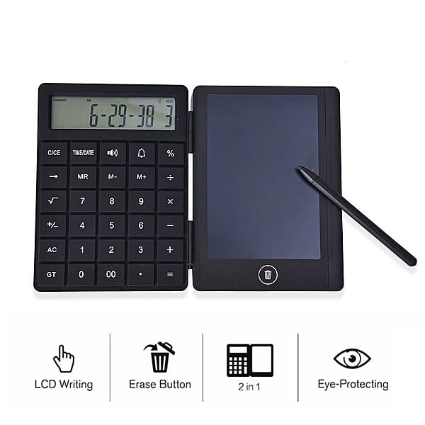 Rechargeable LCD Writing Tablet with Calculator Size 10.5x14.5x1.3 Cm ...