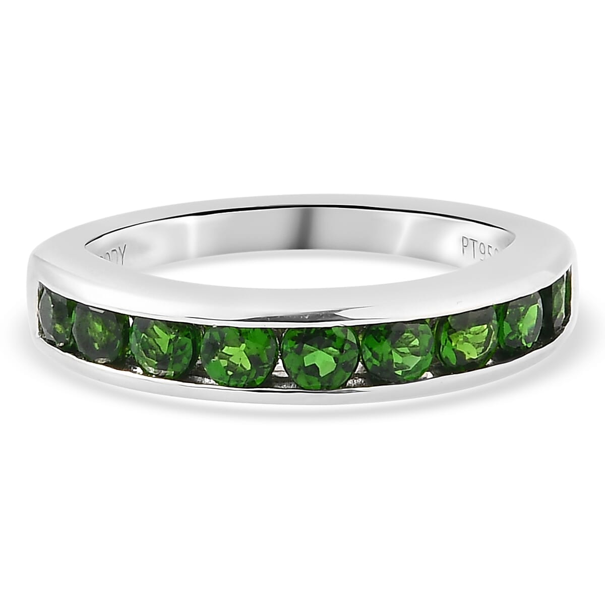 RHAPSODY 950 Platinum AAAA Chrome Diopside (Rnd) Half Eternity Wedding ...