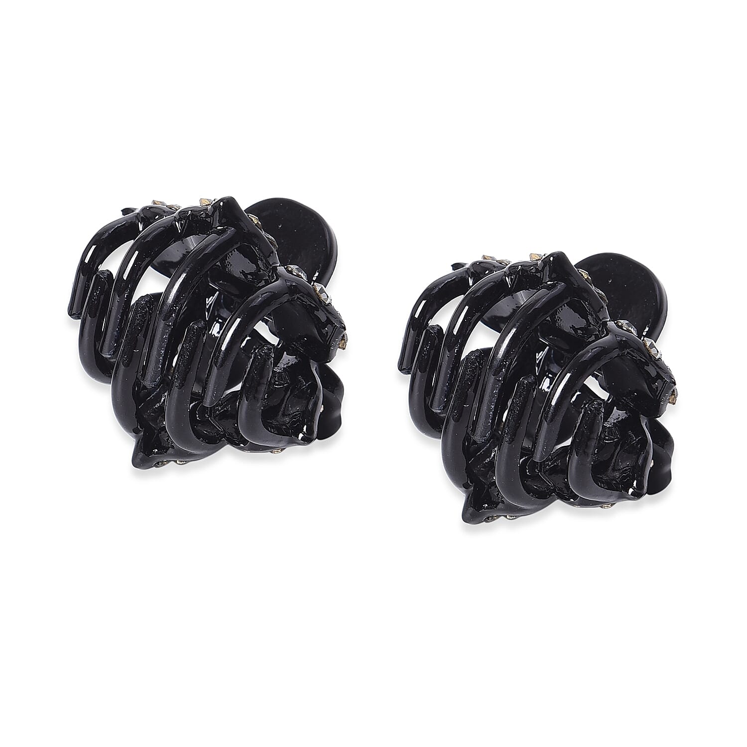 Set of 2 - Crystal Studded Small Hair Claw Clip - Grey - 3480243 - TJC