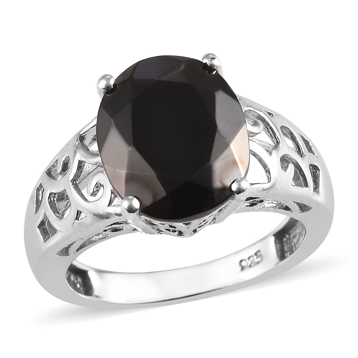 2.75 Ct Elite Shungite Solitaire Ring in Platinum Plated Sterling ...