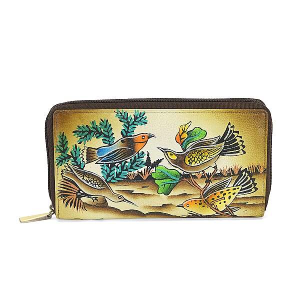 Sukriti Super Soft Genuine Leather Handprint RFID Protected Bird Wallet ...