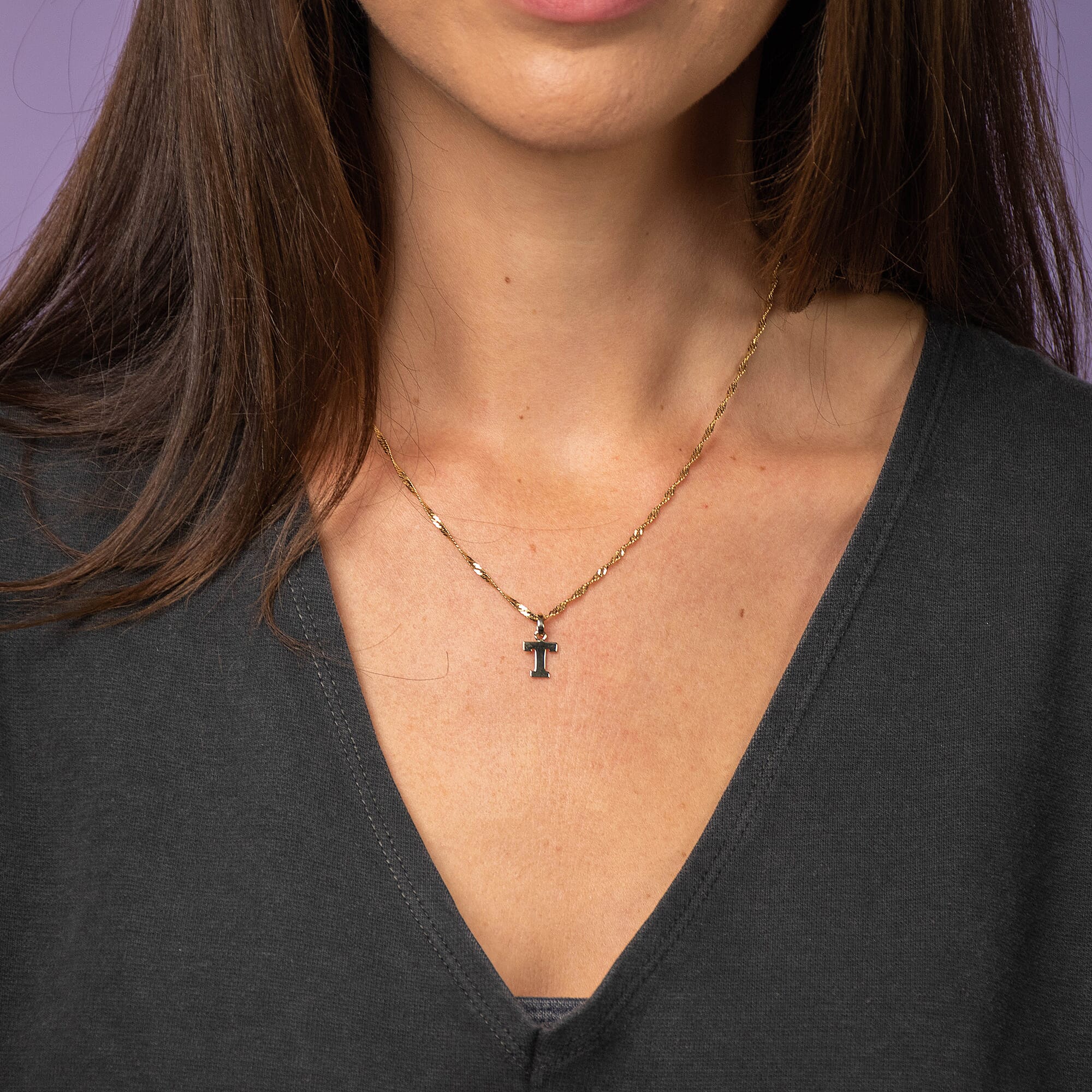 Plain Initial T Pendant in 9K Yellow Gold - 3490762 - TJC