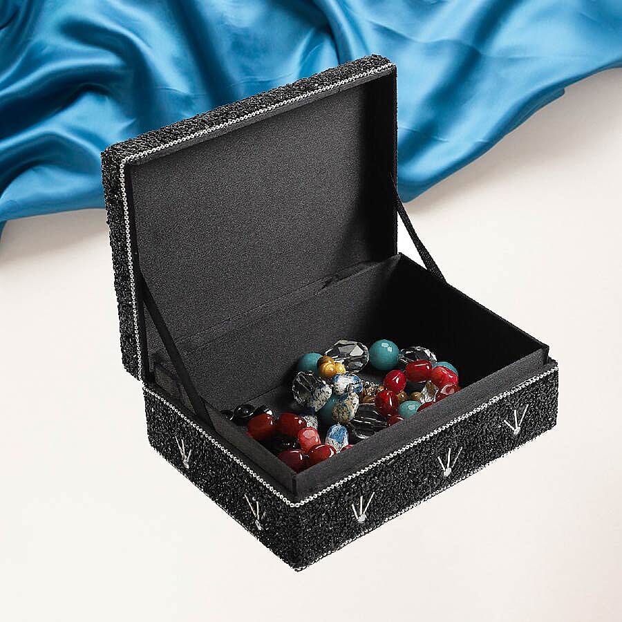 Handcrafted Decorative Beads Bling Storage Box with Inside Lining (Size ...