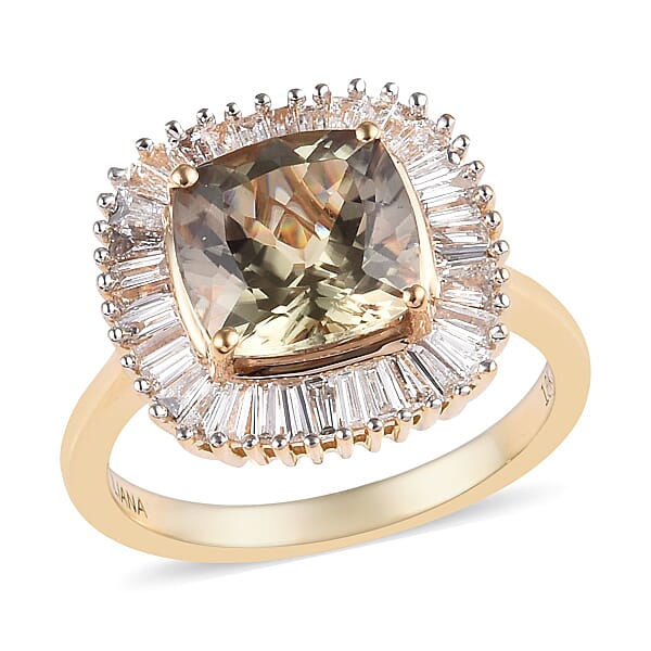 ILIANA 4 Ct AAA Turkizite and Diamond Halo Ring in 18K Gold 5.36 Grams ...