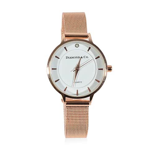 DIAMOND and CO LONDON Diamond Studded Watch with Mesh Style Strap in ...