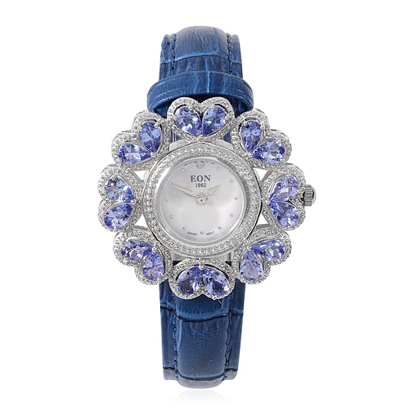 EON 1962 Swiss Movement Tanzanite and Diamond Water Resistant Watch ...