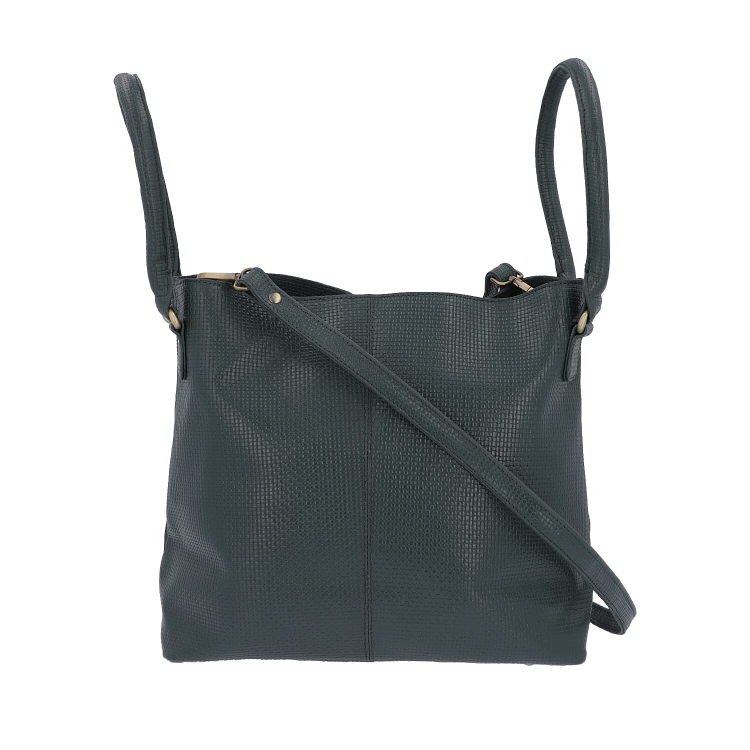 100% Genuine Leather Weave Pattern Designer Handbag in Dark Green ...