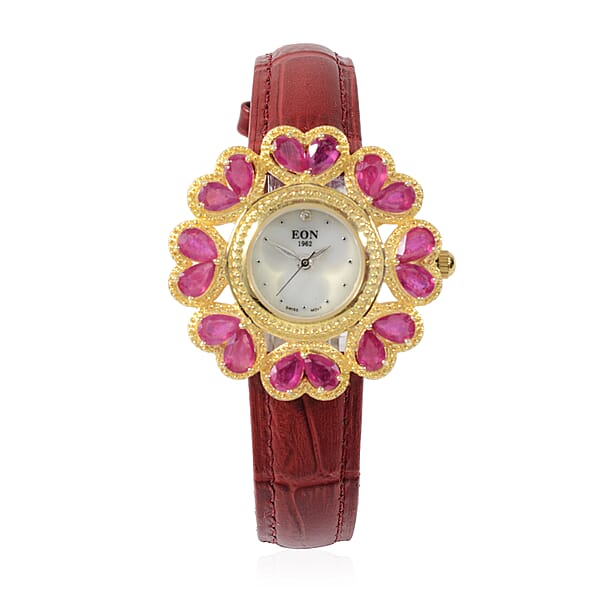 EON 1962 Swiss Movement African Ruby and Diamond Water Resistant Watch ...