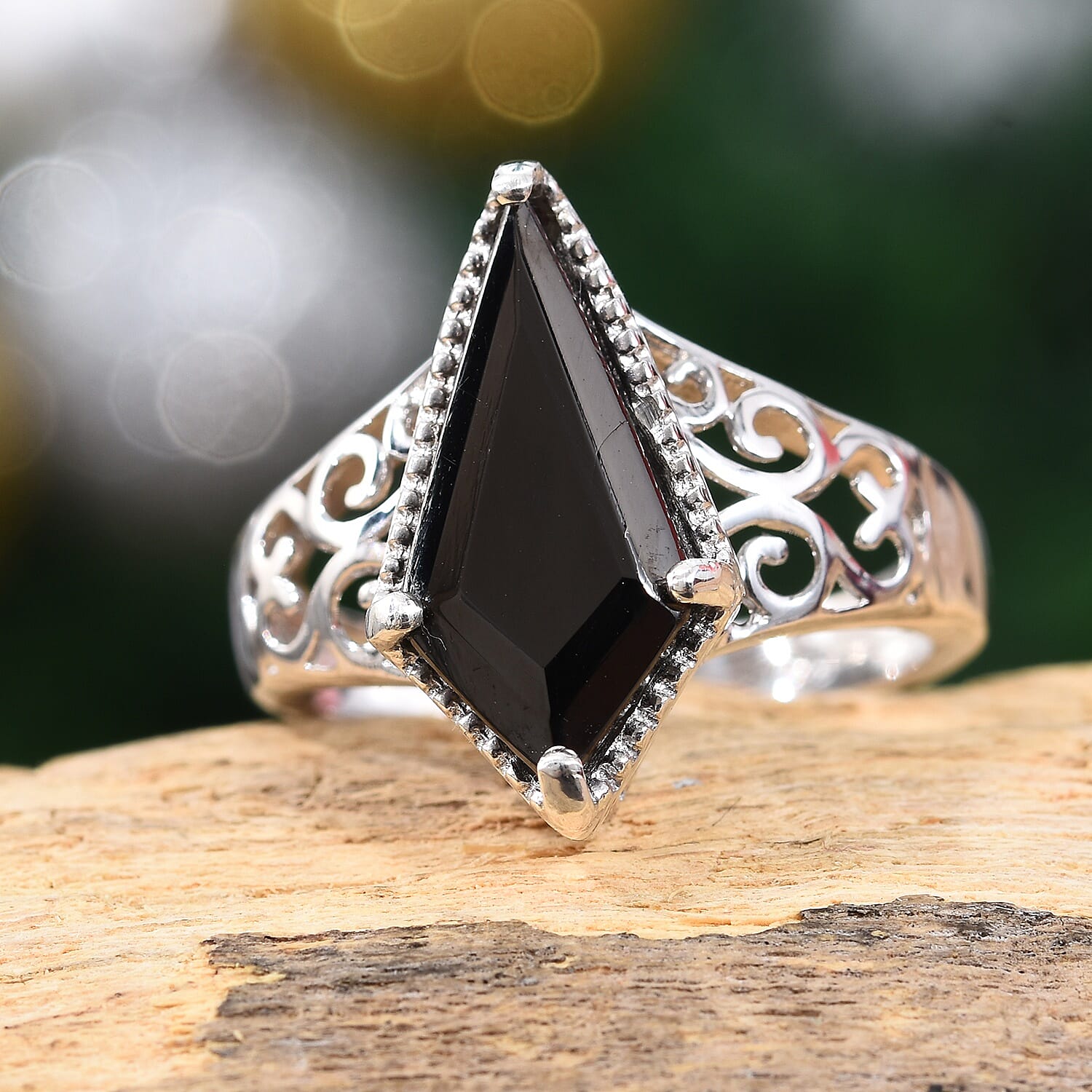 1.50 Ct Elite Shungite Solitaire Ring in Platinum Plated Sterling ...