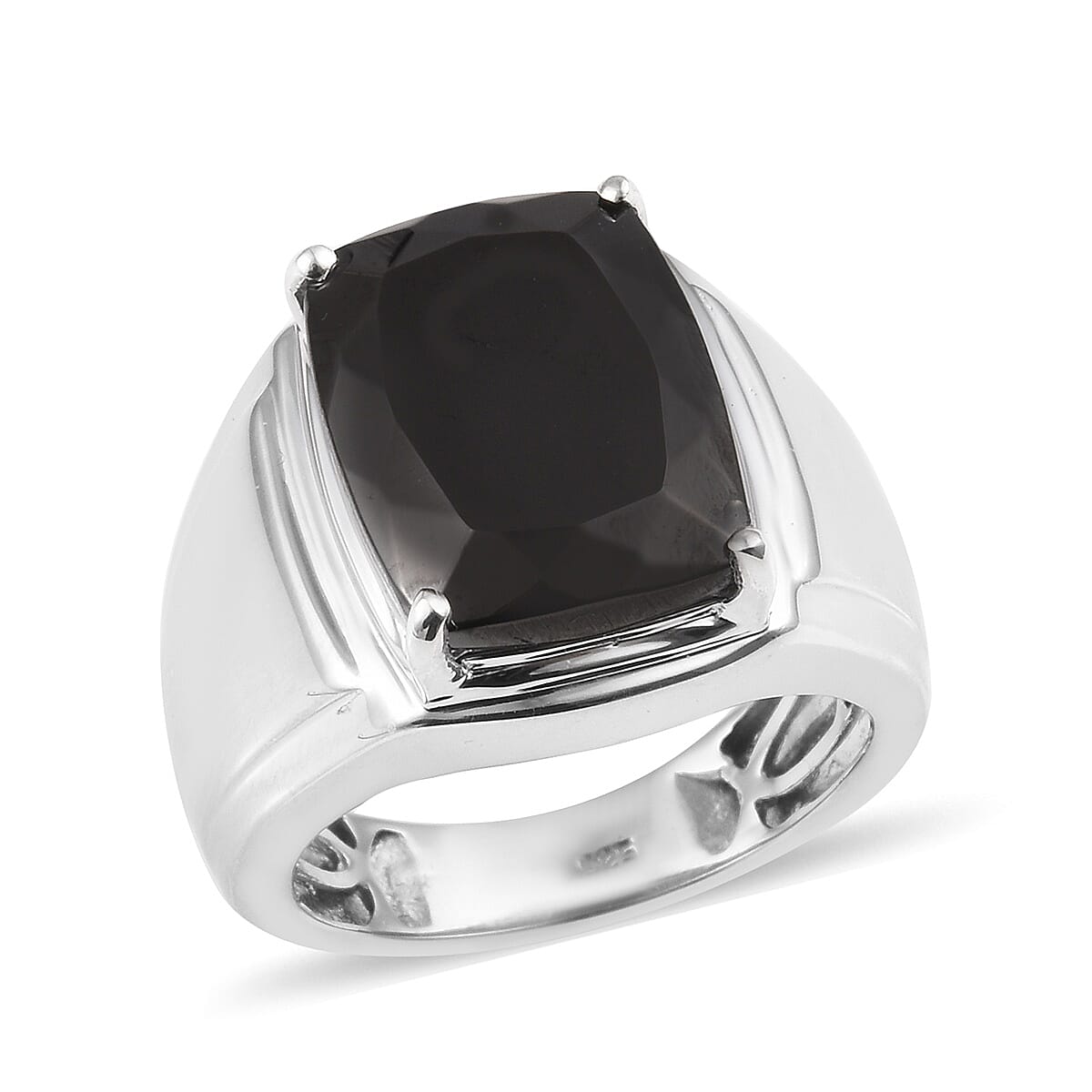 7.25 Ct Elite Shungite Solitaire Ring in Platinum Plated Sterling ...