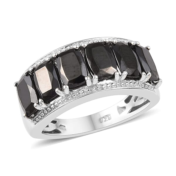 2.50 Ct Elite Shungite Band Ring in Platinum Plated Sterling Silver ...