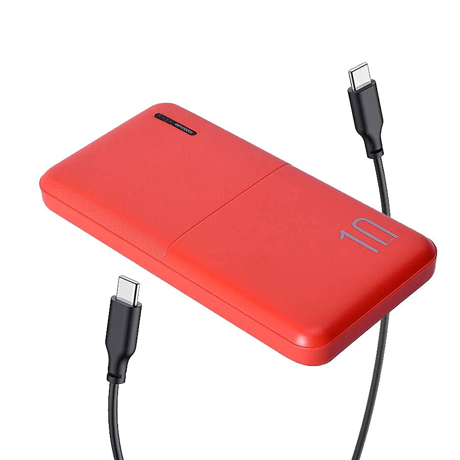 10000mAh Portable and Super Slim Power Bank with Dual USB Output - Red ...