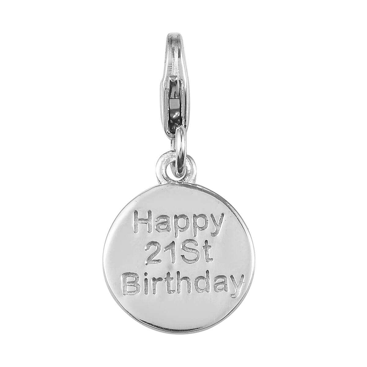 Happy 21 Birthday Charm in Platinum Plated Sterling Silver - 3559852 - TJC