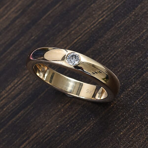Diamond Flush Set Solitaire Ring in 9K Yellow Gold 2.66 Grams SGL ...