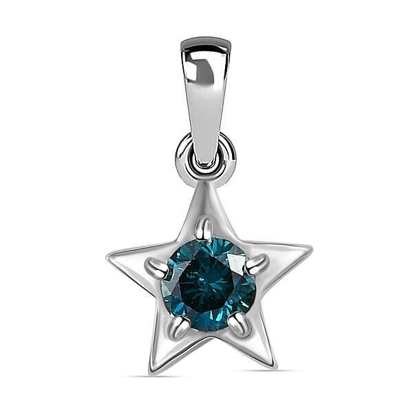 0.23 Ct Blue Diamond Star Pendant in 9K White Gold - 3574616 - TJC