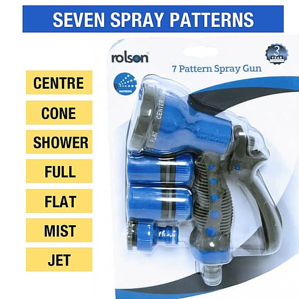 Rolson 7 Function Spray Gun Set Home and Garden DIY Tool - Blue ...