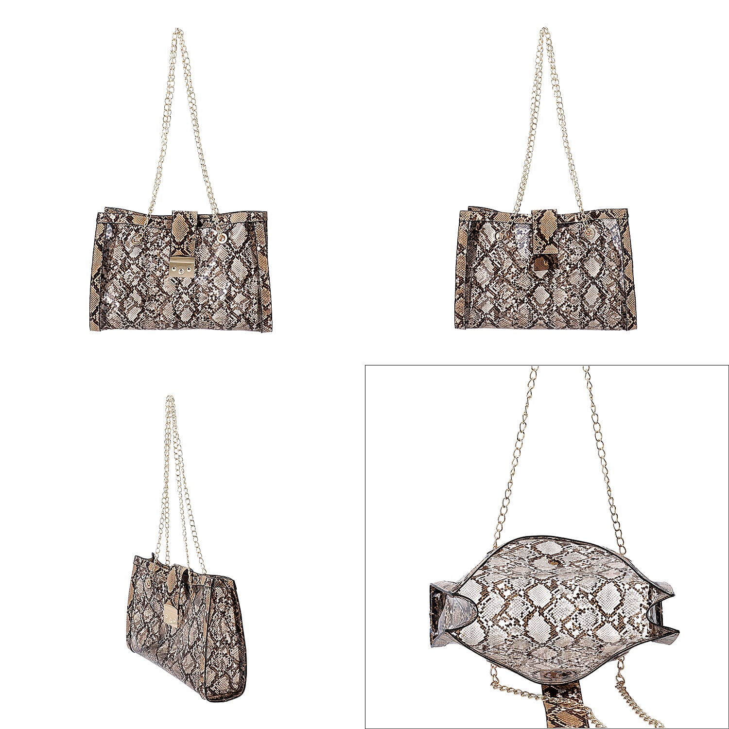 New Arrival- 2 Piece Set Python Skin Pattern Tote Bag (Size 35x10x24cm ...