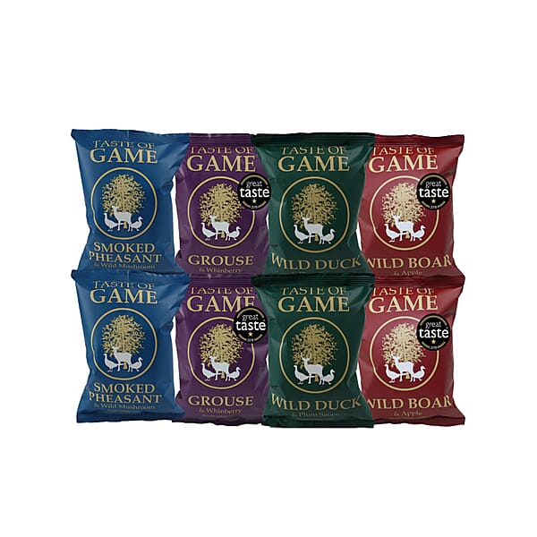 Taste of Game Crisps Variety 8x150g (2 x Wild Duck with Plum Sauce, 2 x ...