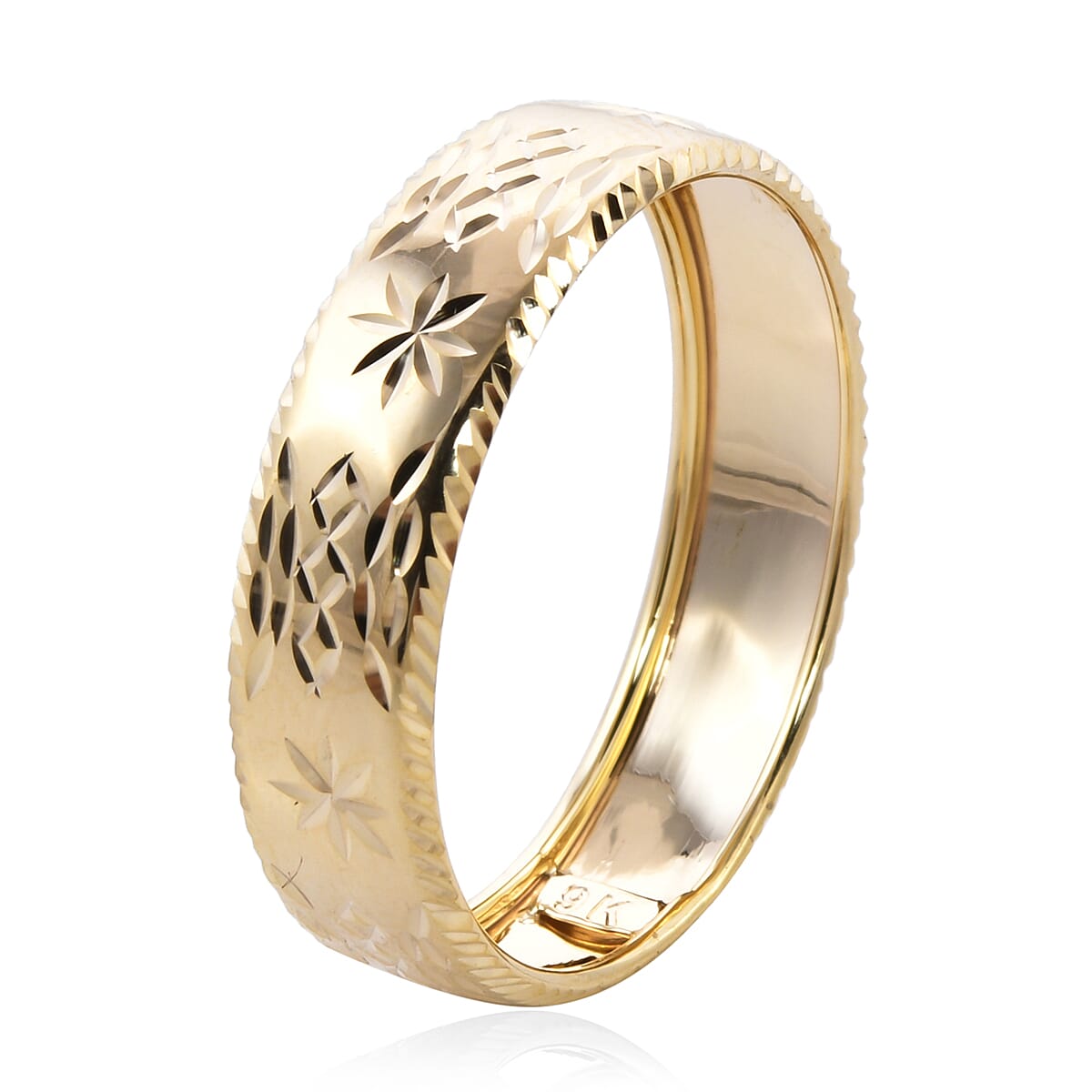 Royal Bali Collection - 9K Yellow Gold Diamond Cut Band Ring - 3593710 ...
