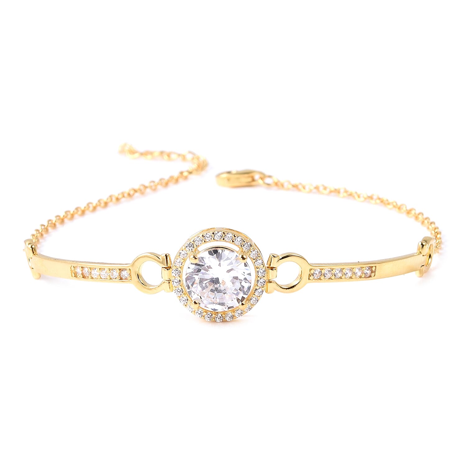 ELANZA Simulated Diamond Classic Bracelet in Gold Plated Sterling ...