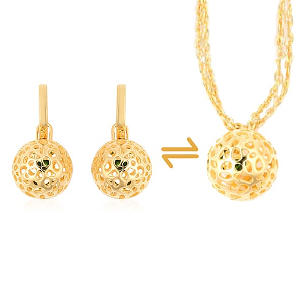 RACHEL GALLEY 0.58 Ct Diopside Detachable Lattice Globe Drop Earrings ...