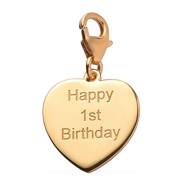 Charmes De Memoire 1st Birthday Heart Charm in Gold Plated Silver ...