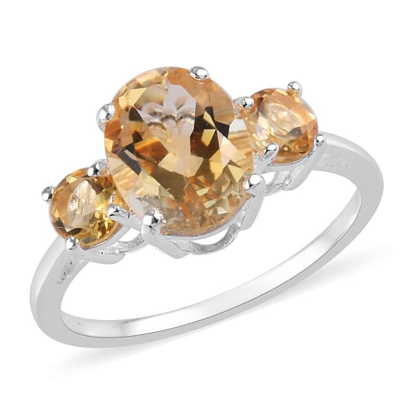 1.90 Ct Citrine Trilogy Ring in Sterling Silver - 3605457 - TJC