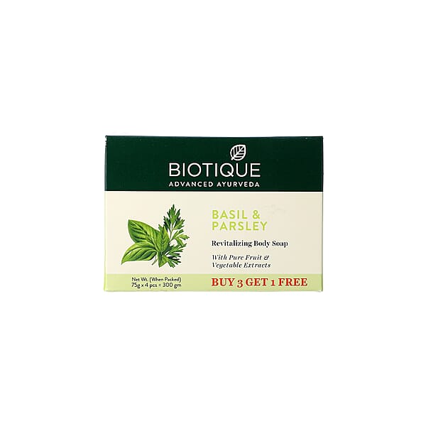 Set of 4 - Biotique Bio Basil And Parsley Soap (75gm Each) - 3613402 - TJC