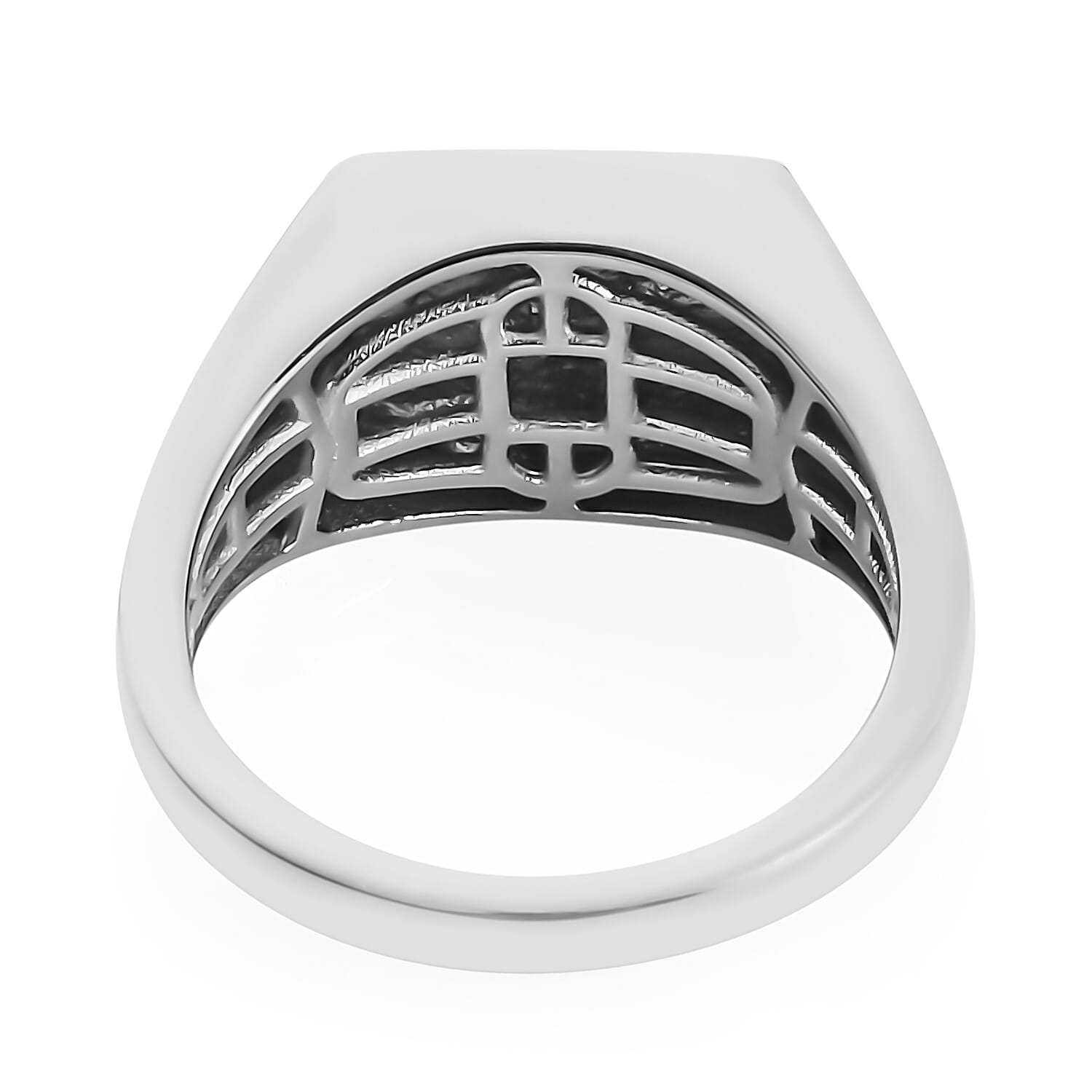 Platinum Overlay Sterling Silver Square Signet Ring, Silver Wt 5.97 Gms ...