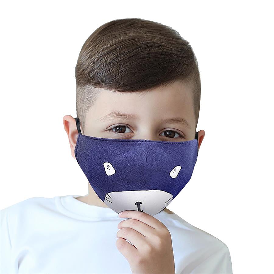 Kids Reusable Face Cover in Dark Blue Colour - 3629938 - TJC