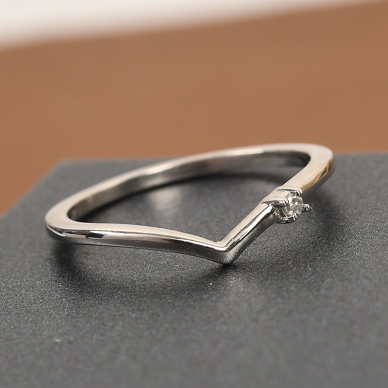 Diamond Wishbone Ring in Platinum Overlay Sterling Silver - M3632700 - TJC